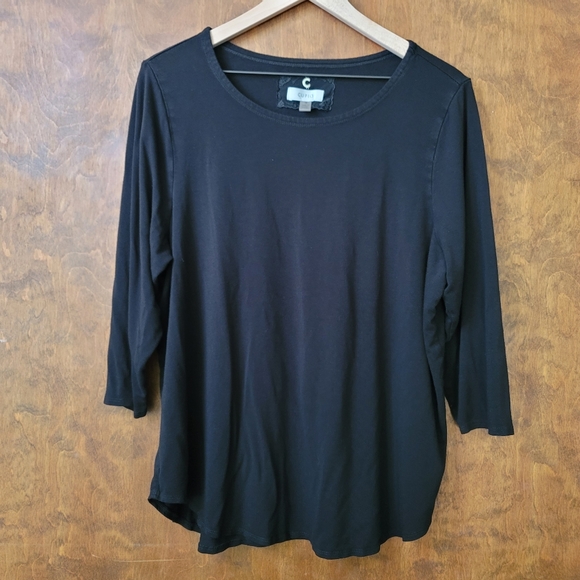 Cupio | Tops | Cupio 34 Sleeve Stretch Black Jersey Shirt Tail Hem ...